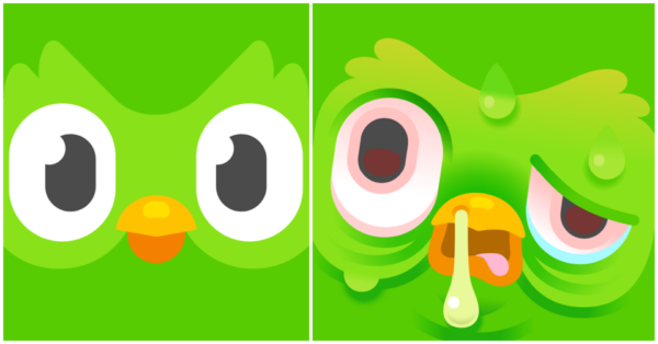 Why Does the Duolingo App Icon Look sad, crying, or sick?